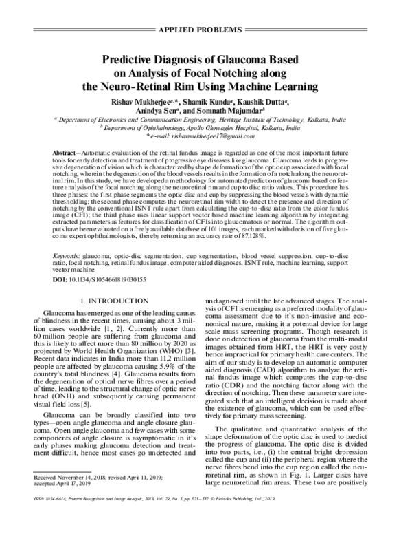 (PDF) Predictive Diagnosis of Glaucoma Based on Analysis of Focal Notching along the Neuro ...