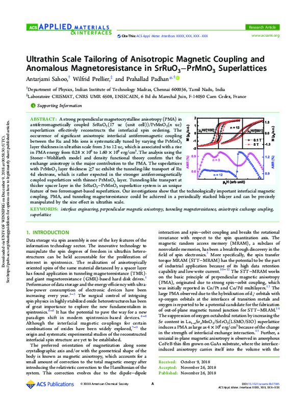(PDF) Ultrathin Scale Tailoring of Anisotropic Magnetic Coupling and Anomalous Magnetoresistance ...