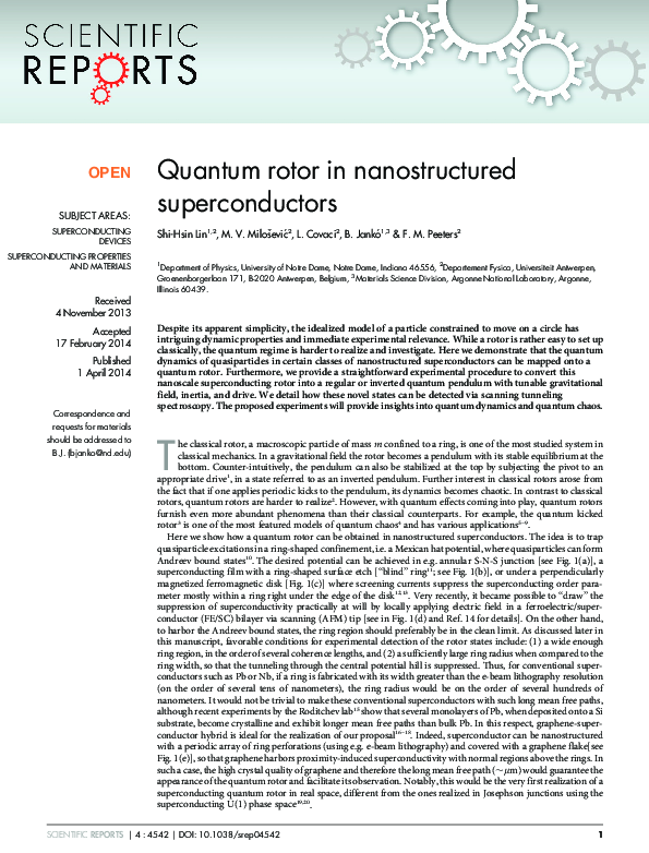 (PDF) Quantum rotor in nanostructured superconductors