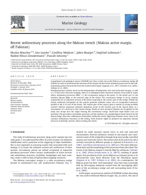 (PDF) Recent sedimentary processes along the Makran trench (Makran ...