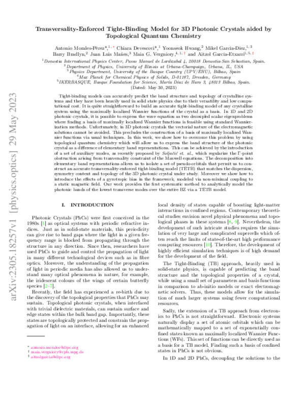 (PDF) Transversality-Enforced Tight-Binding Model for 3D Photonic ...