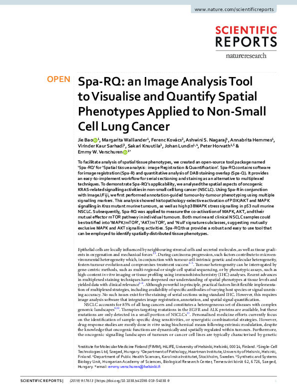(PDF) Spa-RQ: an Image Analysis Tool to Visualise and Quantify Spatial ...