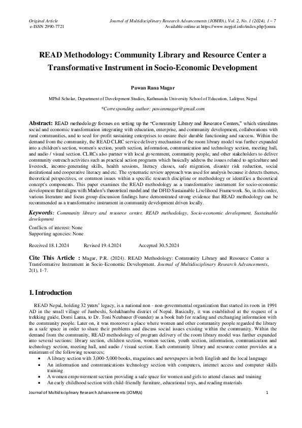 (PDF) READ Methodology: Community Library and Resource Center a ...
