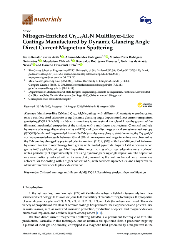(PDF) Nitrogen-Enriched Cr1−xAlxN Multilayer-Like Coatings Manufactured ...