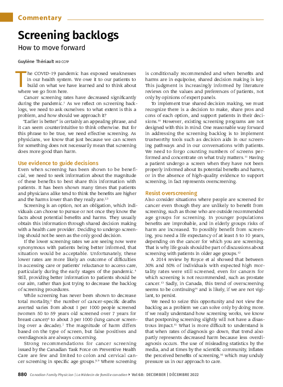 (PDF) Screening backlogs