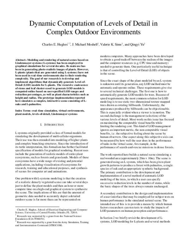 (PDF) Dynamic Computation of Levels of Detail in Complex
