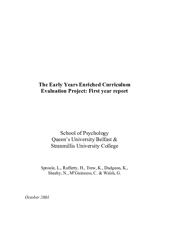 (PDF) The Early Years Enriched Curriculum Evaluation Project: First ...