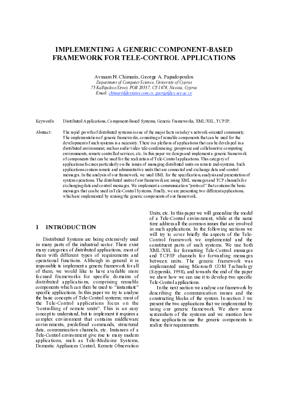 (PDF) Implementing a generic component-based framework for telecontrol applications