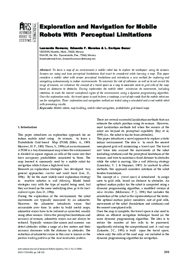 (PDF) Exploration and Navigation for Mobile Robots With Perceptual Limitations | Leonardo Romero ...