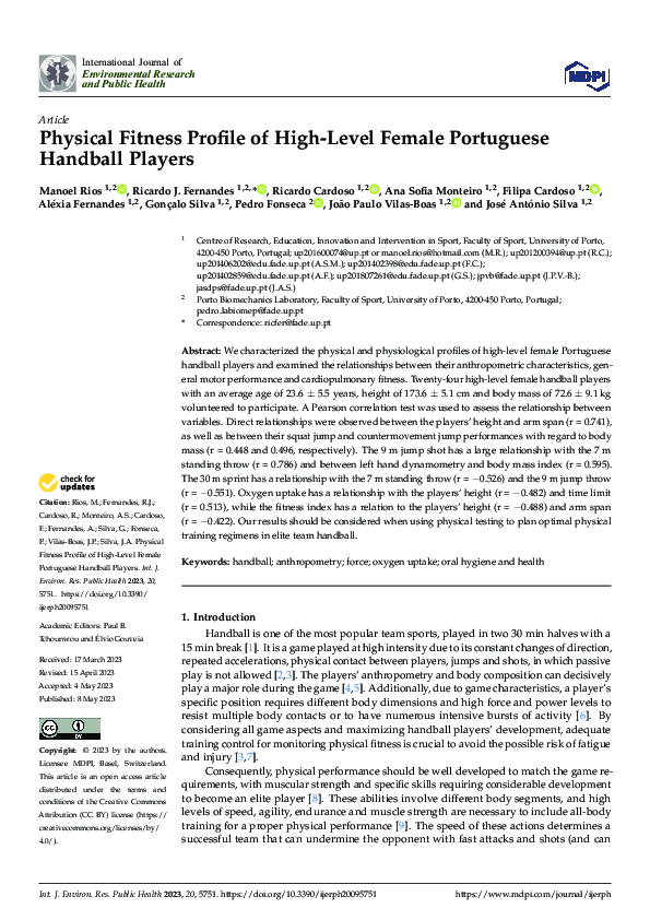 (PDF) Physical Fitness Profile of High-Level Female Portuguese Handball ...