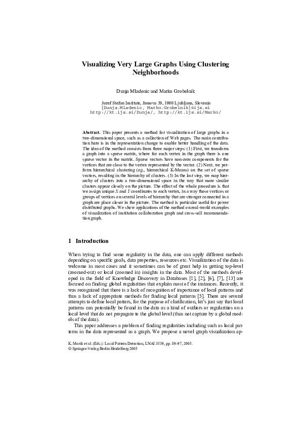 (PDF) Visualizing Very Large Graphs Using Clustering Neighborhoods