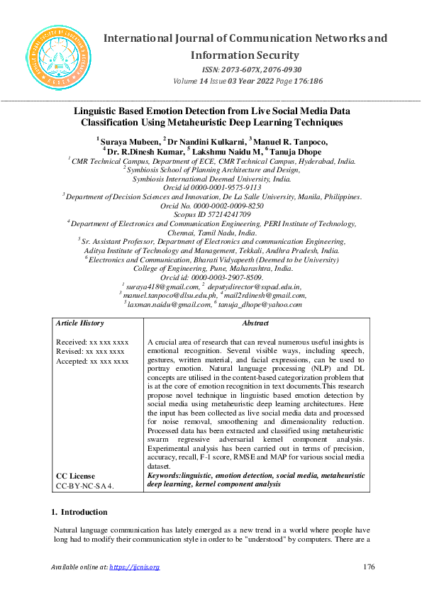 Pdf Linguistic Based Emotion Detection From Live Social Media Data Classification Using
