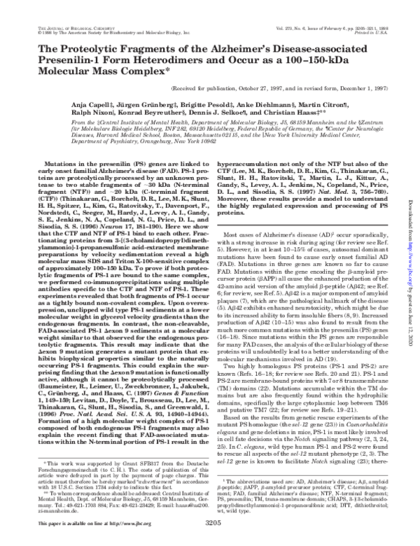 (PDF) The Proteolytic Fragments of the Alzheimer's Disease-associated ...