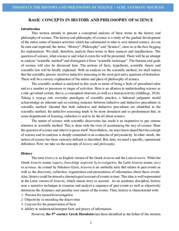 (PDF) BASIC CONCEPTS IN HISTORY AND PHILOSOPHY OF SCIENCE