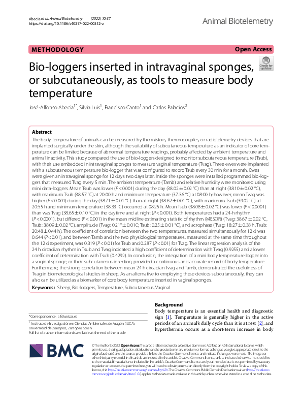 (PDF) Bio-loggers inserted in intravaginal sponges, or subcutaneously ...