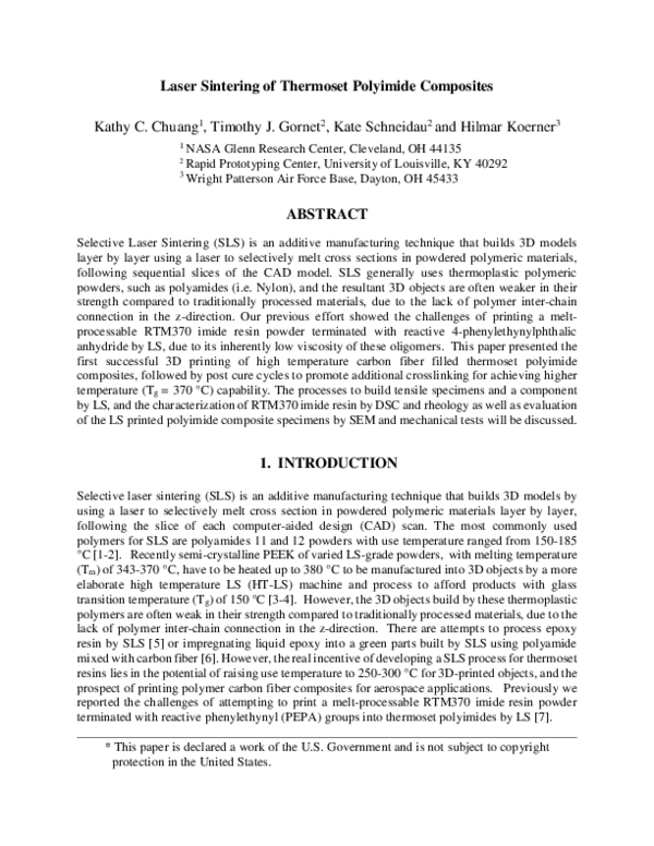 (PDF) Laser Sintering of Thermoset Polyimide Composites