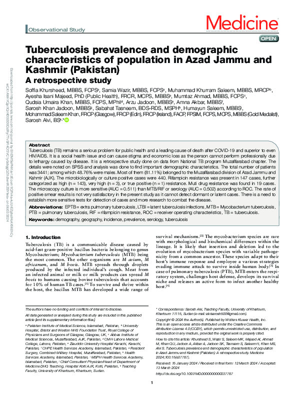(PDF) Tuberculosis prevalence and demographic characteristics of ...
