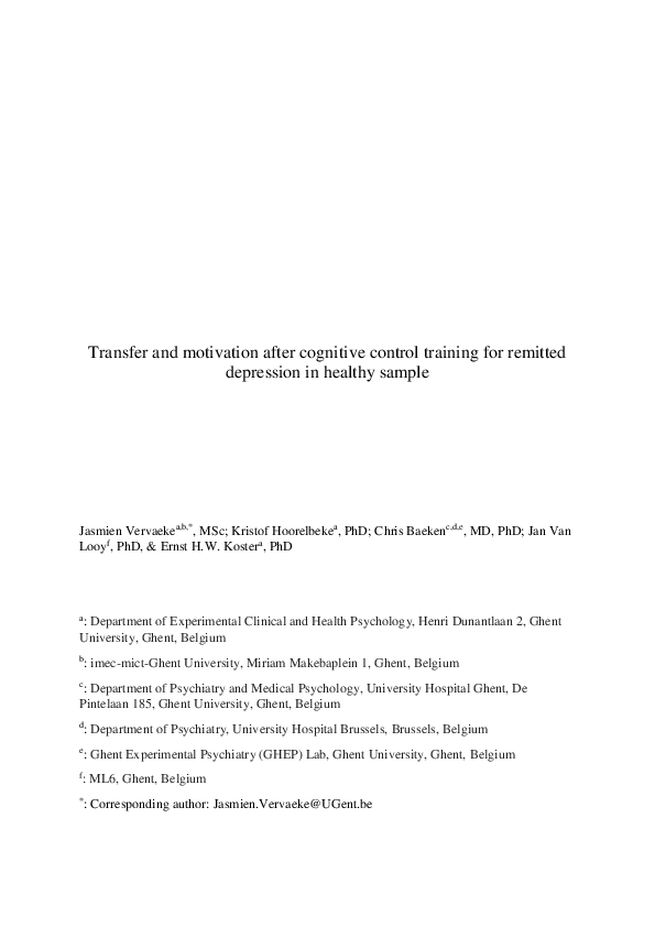 (PDF) Transfer and Motivation After Cognitive Control Training for ...