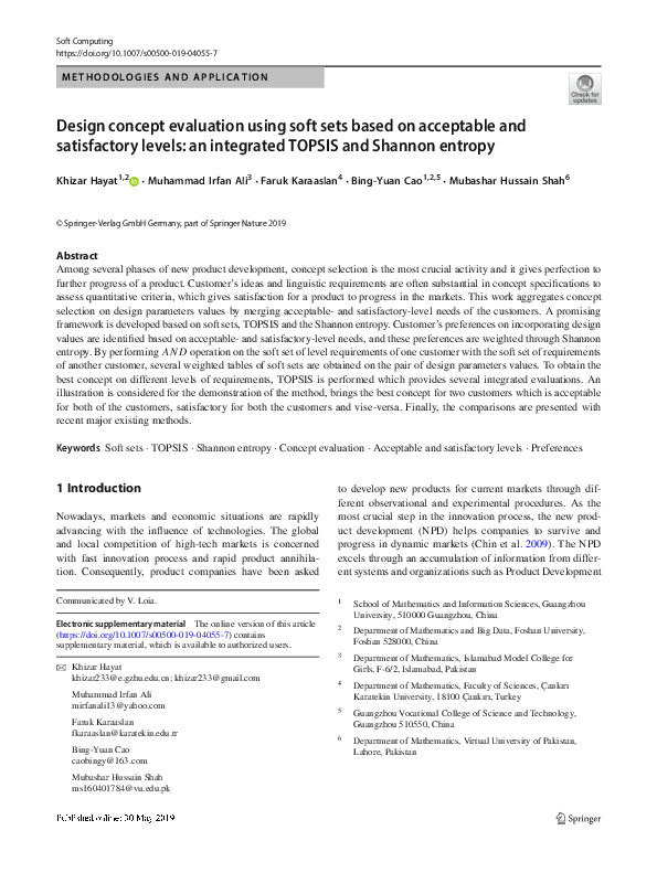 (PDF) Design concept evaluation using soft sets based on acceptable and ...