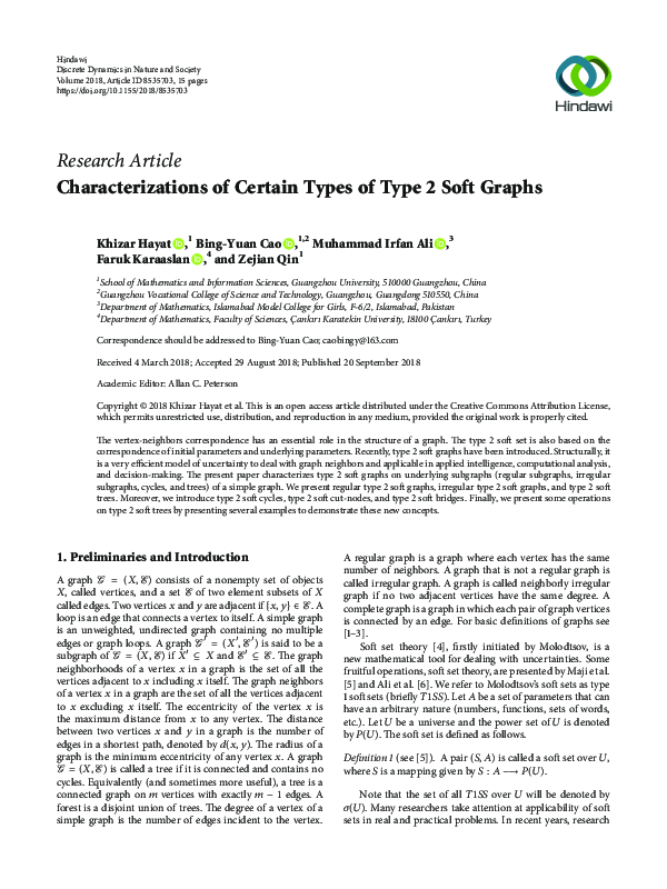 (PDF) Characterizations of Certain Types of Type 2 Soft Graphs