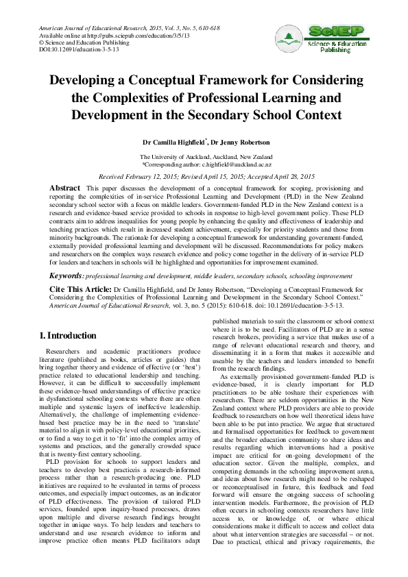 (PDF) Developing a Conceptual Framework for Considering the ...