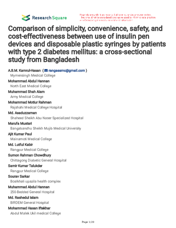 (PDF) Comparison of simplicity, convenience, safety, and cost ...