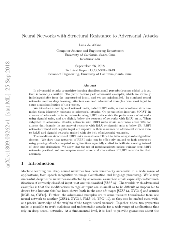 (PDF) Neural Networks with Structural Resistance to Adversarial Attacks