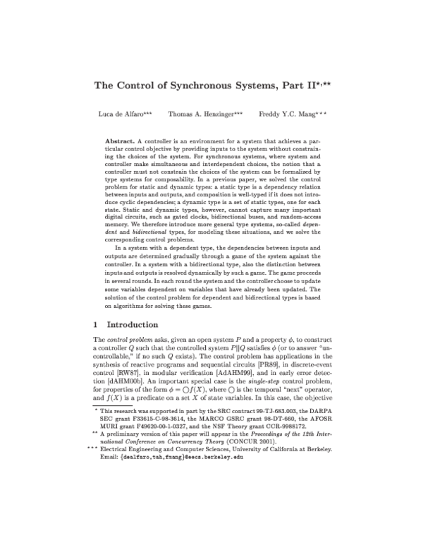 (PDF) The Control of Synchronous Systems, Part II