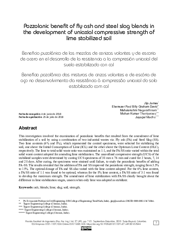 (PDF) Pozzolanic Effects of Fly Ash and Steel Slag on Lime-Stabilized Soil