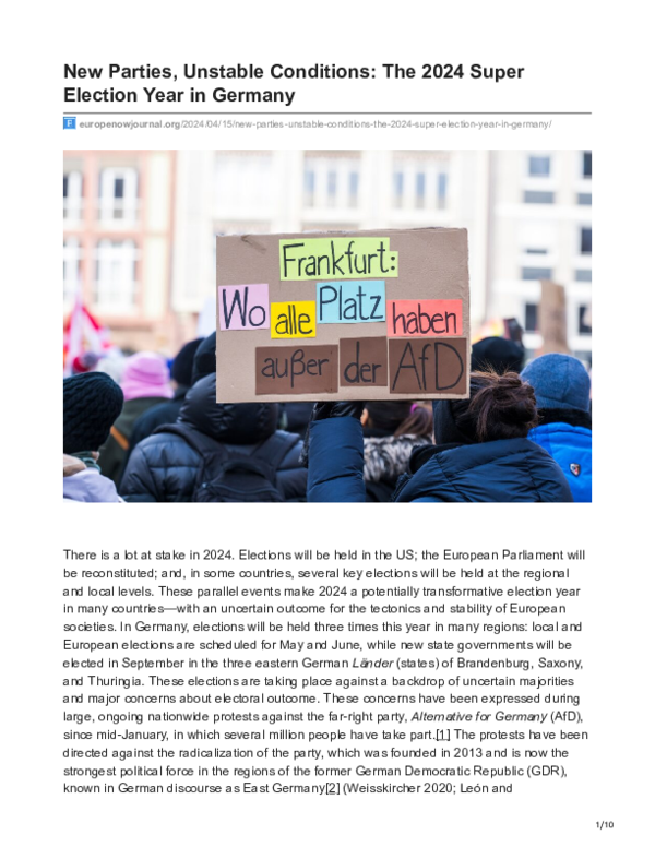 (PDF) New Parties, Unstable Conditions: The 2024 Super Election Year in ...