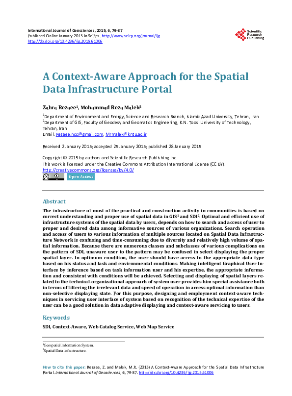 (PDF) A Context-Aware Approach for the Spatial Data Infrastructure ...