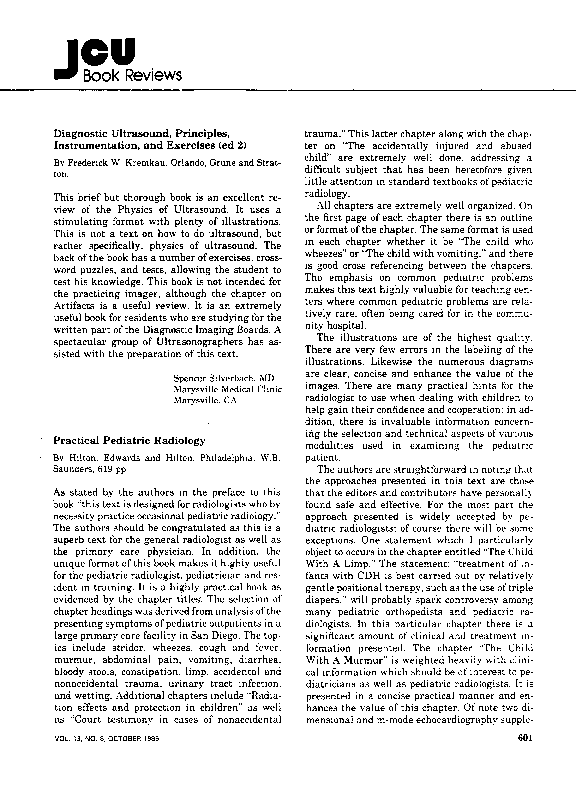 (PDF) Diagnostic Ultrasound: Principles, Instrumentation, and Exercises ...