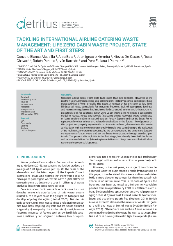 (PDF) Tackling International Airline Catering Waste Management: Life ...