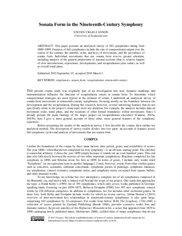 (PDF) Sonata Form in the Nineteenth-Century Symphony