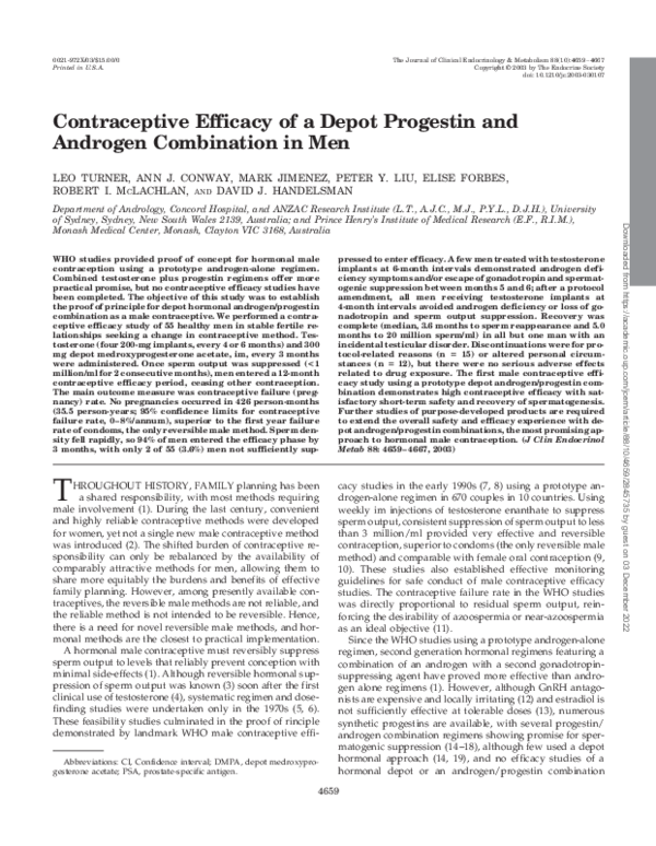 (PDF) Contraceptive Efficacy of a Depot Progestin and Androgen ...
