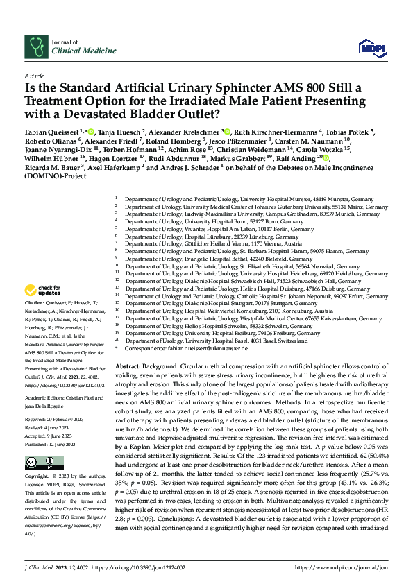 (PDF) Is the Standard Artificial Urinary Sphincter AMS 800 Still a ...