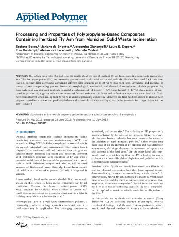 (PDF) Processing and properties of polypropylene‐based composites ...