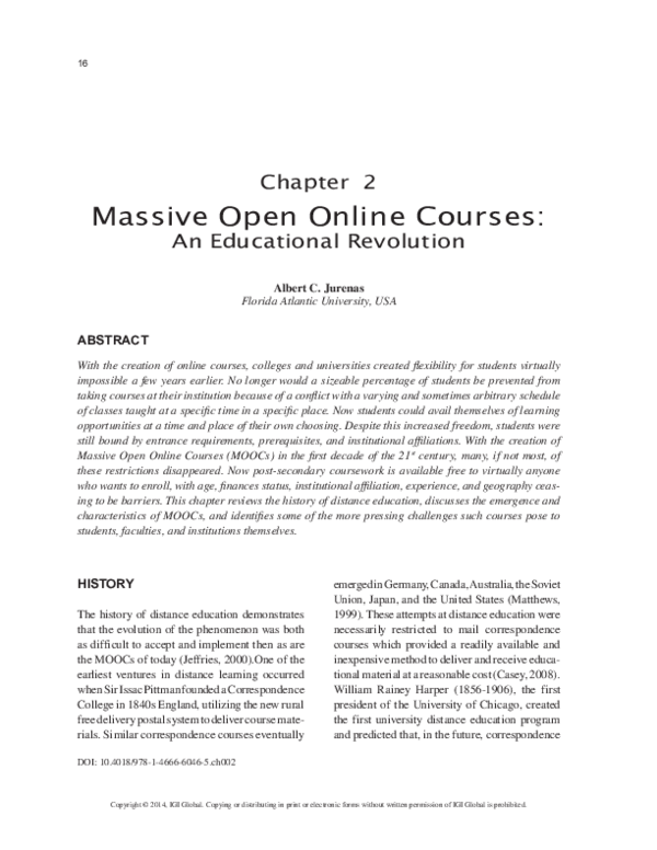 (PDF) Massive Open Online Courses