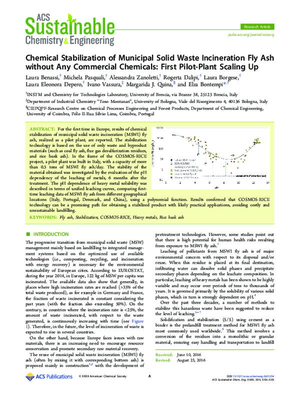 (PDF) Chemical Stabilization of Municipal Solid Waste Incineration Fly ...