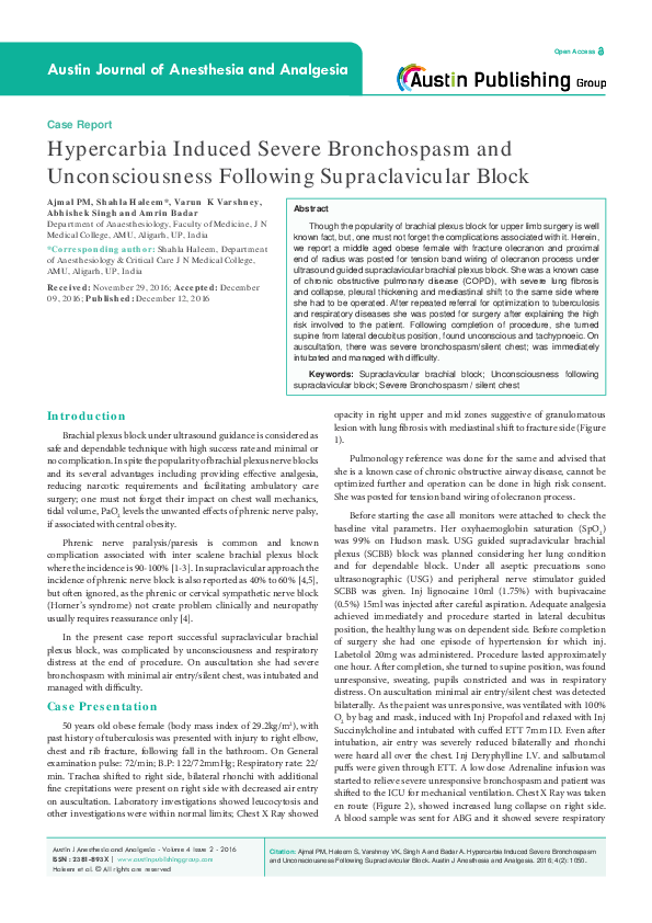 (PDF) Hypercarbia Induced Severe Bronchospasm and Unconsciousness ...