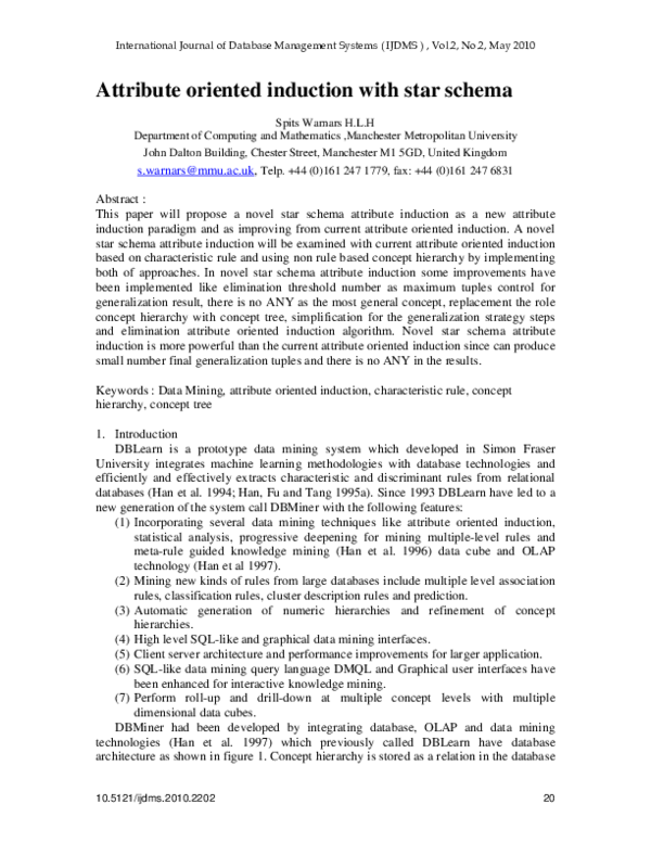 (PDF) Attribute oriented induction with star schema