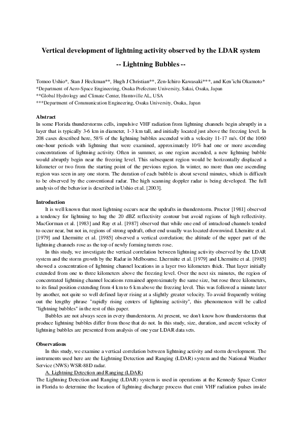 (PDF) Vertical Development of Lightning Activity Observed by the LDAR ...