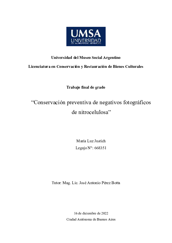 (PDF) Conservación Preventiva de Negativos Fotográficos de Nitrocelulosa