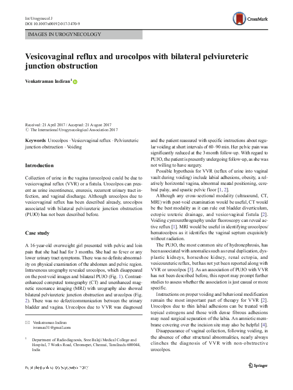 (PDF) Vesicovaginal reflux and urocolpos with bilateral pelviureteric ...