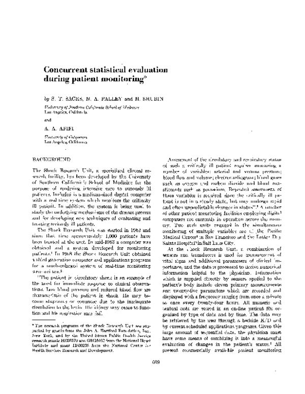 (PDF) Concurrent statistical evaluation during patient monitoring