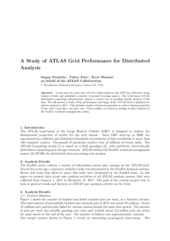 (PDF) A Study of ATLAS Grid Performance for Distributed Analysis