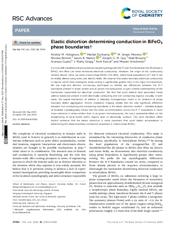 (PDF) Elastic distortion determining conduction in BiFeO3 phase boundaries