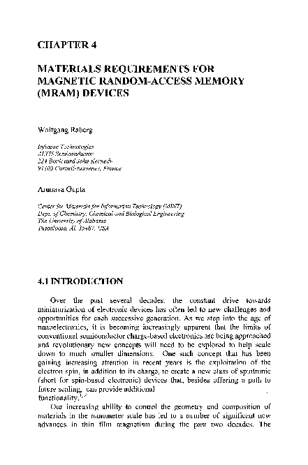 (PDF) Materials Requirements for Magnetic Random-Access Memory (MRAM) Devices