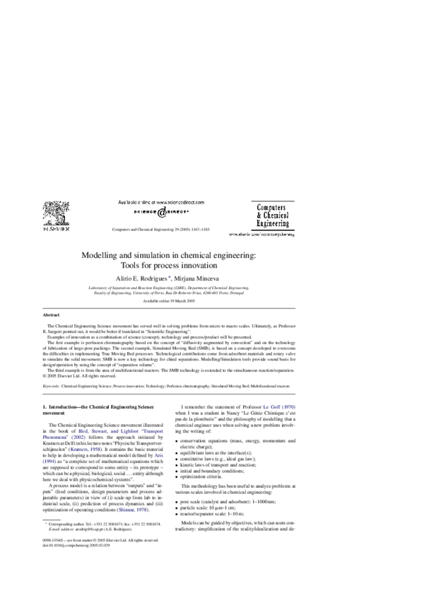 (PDF) Modelling and simulation in chemical engineering: Tools for ...
