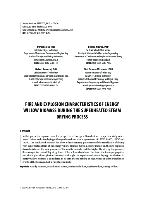 (PDF) Fire and Explosion Characteristics of Energy Willow Biomass ...